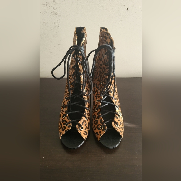 Shoes | Leopard Tie Up Booties | Poshmark